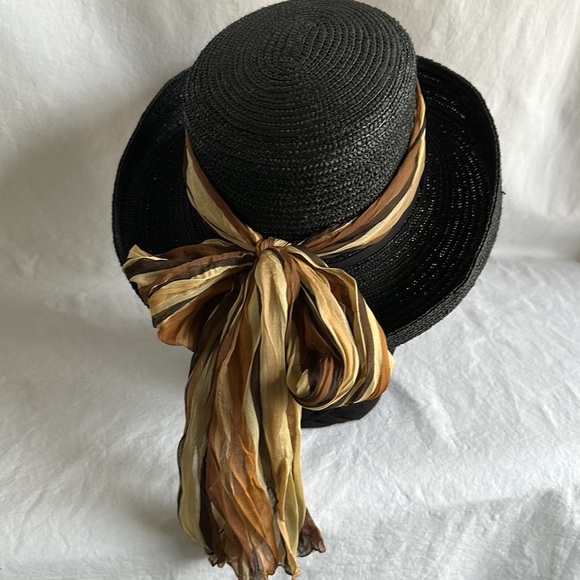 betmar | Accessories | Betmar New York Black Straw Hat With Scarf ...